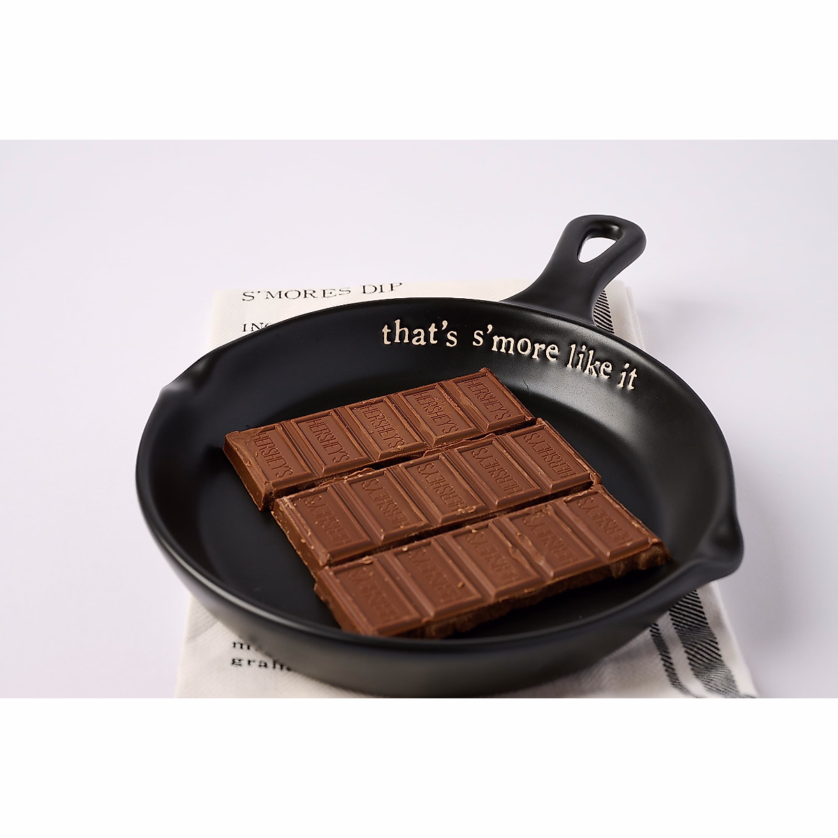 Mud Pie, Black, S'More Set, 11.75" x 8" | spoon 5.5" 26" x 16.5", skillet 11 3/4" x 8" | towel 26" x 16 1/2"