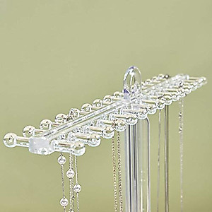 STORi Clear Plastic Hanging Jewelry Organizer | Holds 30 Individual Necklaces on the Pegs & Sorts Small Jewelry in the Bottom Divided Holder | Made in USA