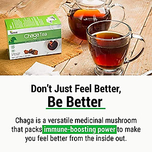 Sayan Siberian Chaga Mushroom Tea Organic Antioxidant Caffeine Free, Raw and Extract Blend, Unbleached 20 Bag, Wild Harvested for Focus Concentration Energy Boost and Immune Support, Detox