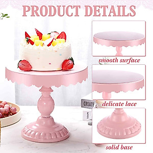Dandat 6 Pcs Pink Cake Stands Round Dessert Stands Set Metal Cake Holder Cake Pedestal Stand Display Table Pastry Trays for Birthday Party Wedding Anniversary Baby Shower, 3 Sizes
