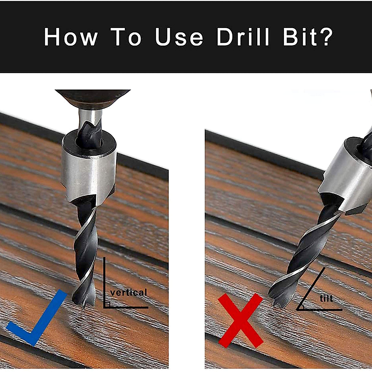 KEWAYO Countersink Drill Bits Set - 7Pcs High-Speed Steel Counter Sink Bits for Woodworking Carpentry, Includes 1 Free Hex Key Wrench