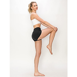 ALWAYS Women Workout Yoga Shorts - Premium soft Solid Stretch Cheerleader Running Dance Volleyball Short Pants Black Plus X-Large