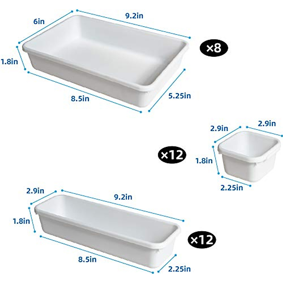 BYCY 32 PCS Drawer Organizers Office Interlocking Drawer Organizers Tray Dividers Storage Bins(32 Pack)