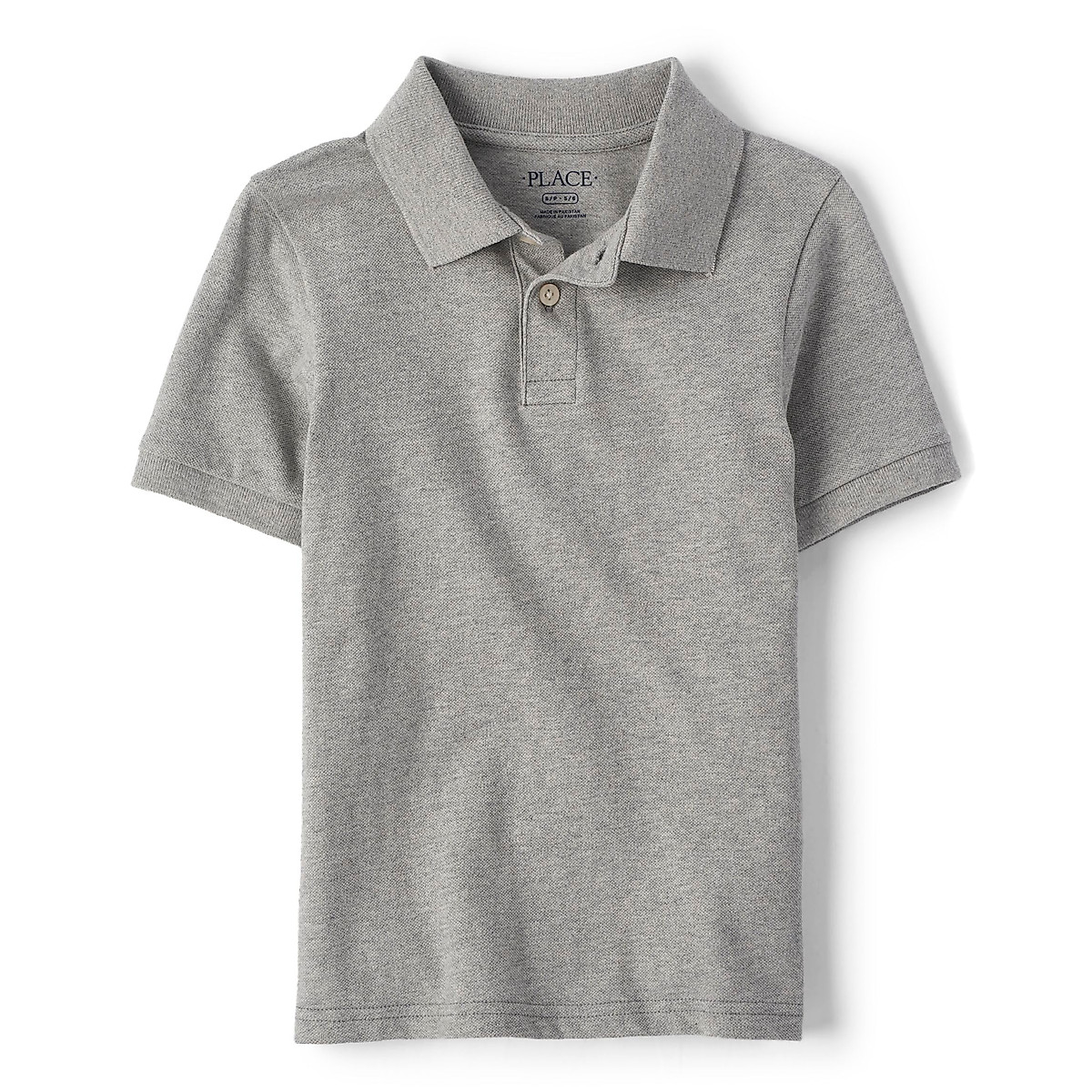 The Children's Place Boys Short Sleeve Pique Polo,Smoke Single,M (7/8)