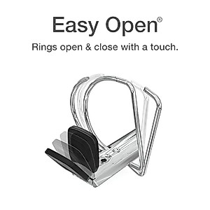 Cardinal 3 Ring Binder, 1.5 Inch Premier Easy Open Binder, ONE-TOUCH Locking Slant-D Rings, 400-Sheet Capacity, ClearVue Cover, PVC-Free, Black (10311)