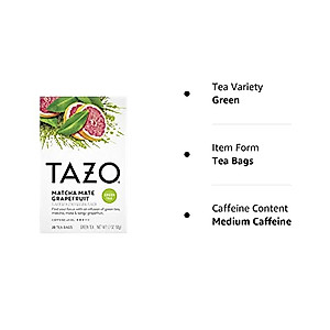 TAZO Matcha Mate Grapefruit Tea Bags, 20 Count (Pack of 6)