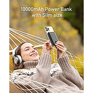 VEEKTOMX Mini Power Bank 10000mAh, Small Portable Charger with PD 3.0 & QC 3.0, 22.5W USB C Fast Charge Ultra-Compact Battery Pack, Dual Output Competible with iPhone, Sumsang, iPad