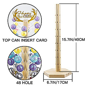 DOERDO Cake Pop Stand 48 Hole Cake Pop Holder Wooden Lollipop Stand, Dessert Stands for Wedding Baby Showers Birthday Party