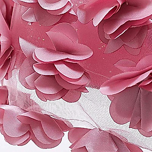 IBTOM CASTLE Girl Tutu Flower Petals Bow Bridal Dress for Toddler Girl Kids Princess Wedding Pageant Birthday Party Formal Communion Baptism Christening Summer Dance Ball Gown Dusty Pink 4-5 Years