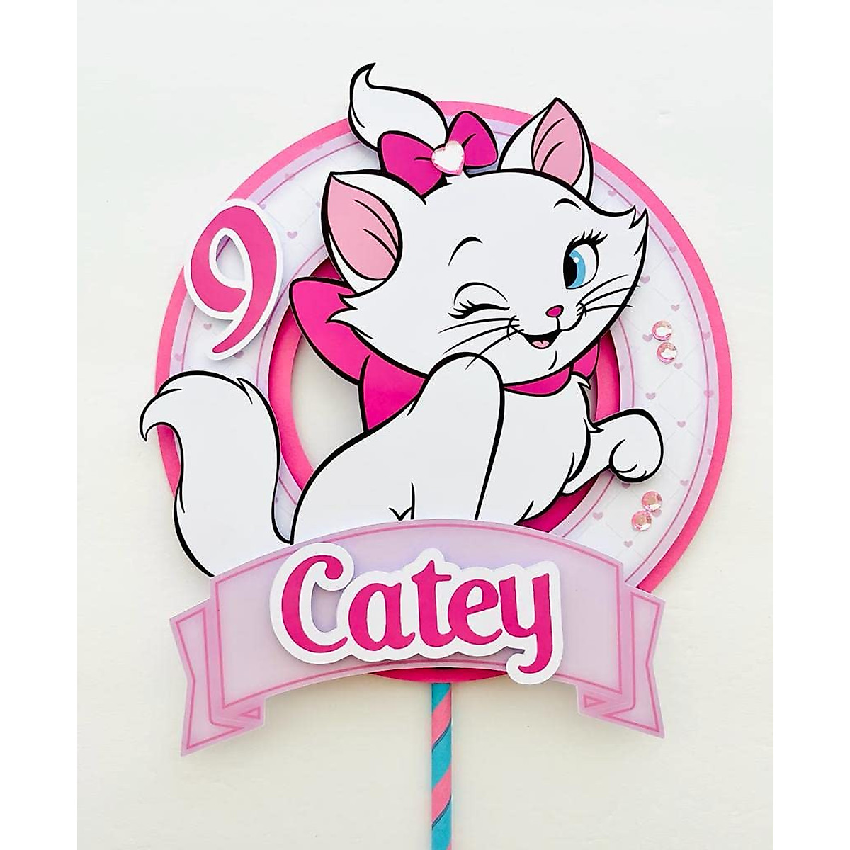 Personalized Marie the cat Themed Cake Topper