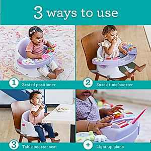 Infantino Music & Lights 3-in-1 Discovery Seat and Booster - Convertible Infant Activity and Feeding Seat with Electronic Piano for Sensory Exploration, for Babies and Toddlers, Lavender