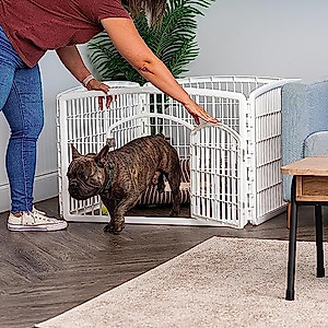 IRIS USA 24" Exercise 4-Panel Pet Playpen with Door, Dog Playpen, Puppy Playpen, for Small and Medium Dogs, Keep Pets Secure, Easy Assemble, Rust-Free, Heavy-Duty Molded Plastic, Customizable, White