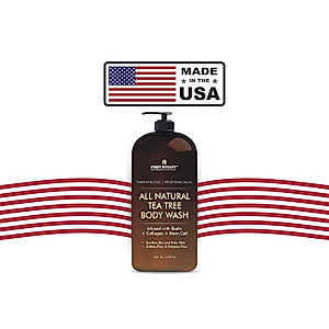 ALL Natural Body Wash - Fights Body Odor, Athlete’s Foot, Jock Itch, Nail Issues, Dandruff, Acne, Eczema, Shower Gel for Women & Men, Skin Cleanser -16 fl oz (Tea Tree, Biotin, Collagen & Stem cells)