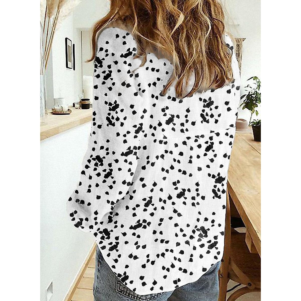 Dokotoo Womens Work Business Chiffon Button Down Blouses and Tops Loose Fit Dressy Alicia Floral Print V Neck Long Sleeve Shirts for Women Office Boho Top Trendy White Large