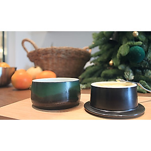 Windomere Handmade Porcelain Butter Crock Keeper - Ceramic French Butter Dish - 4Ounce Capaicty,Moutain Mist (3.85x2.25)