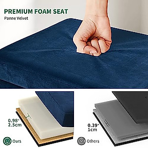 YITAHOME Foldable Storage Ottomans– Velvet Tufted Ottomans with Lid, Multipurpose Organizers for Bedroom, Living Room, Dorm or RV (Set of 2, Blue)