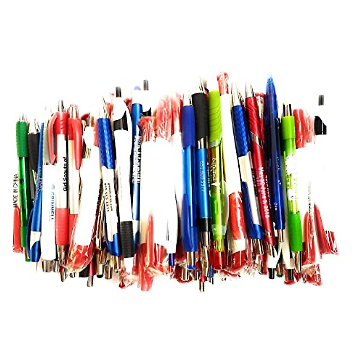 Wholesale Lot of 100 Misprint Ink Pens Ball Point Plastic Retractable Pens Mixed