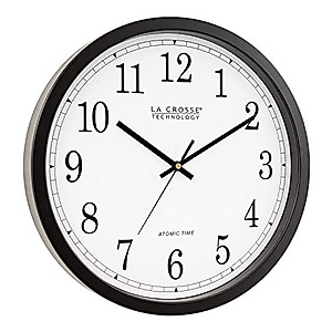 La Crosse Technology WT-3143A-INT 14-Inch Atomic Wall Clock, Black