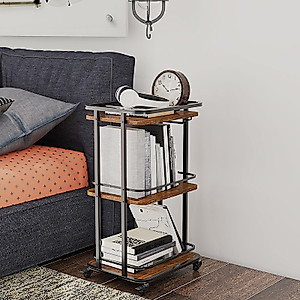 IBUYKE 3-Tier Home Bar Serving Cart,Kitchen Storage Carts with Wheels,11.79x15.72x33.01 inches,Rolling Mini Bar Cart for Home, Outdoor, Kitchen, Bedroom TMJ319H