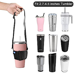 Xxerciz Tumbler Carrier Holder Water Bottle Carrier with Shoulder Strap, Fit for Simple Modern, Yeti, Rtic, Hydro Flask Tumbler Drink Carrier with Carrying Handle Water Bottle Holder for Walking