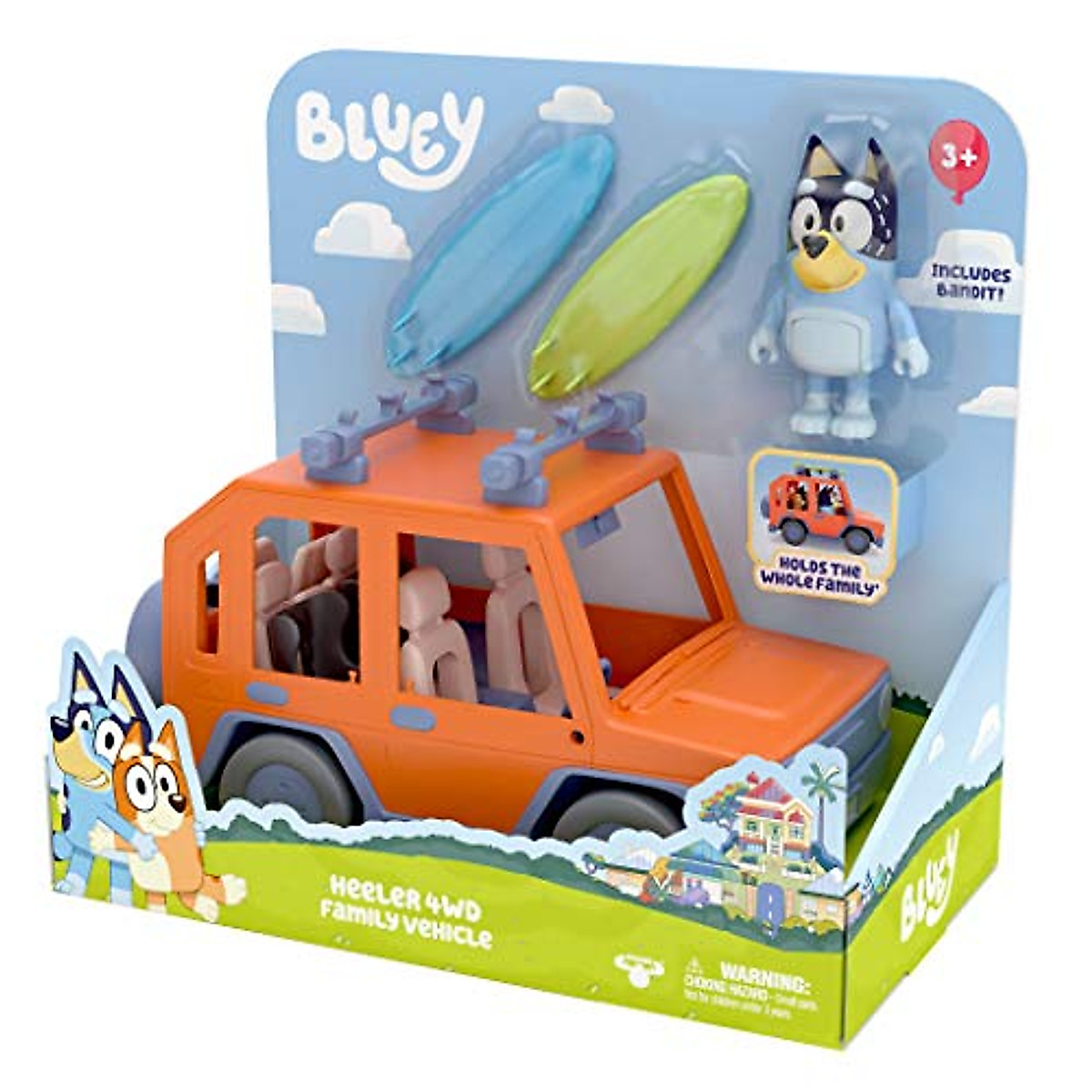 Bluey, 4WD Family Vehicle, with 1 Figure and 2 Surfboards | Customizable Car - Adventure Time | for Ages 3+, Multicolor, 13018