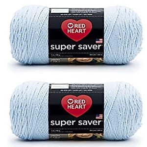 Red Heart Super Saver Blue Bell Yarn - 2 Pack of 198g/7oz - Acrylic - 4 Medium (Worsted) - 364 Yards - Crochet & Knitting & Amigurumi