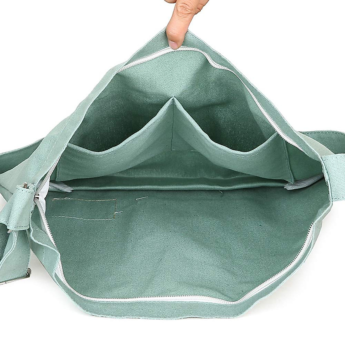 Covelin Women's Retro Large Size Canvas Shoulder Bag Hobo Crossbody Handbag Casual Tote Dark Sea Green