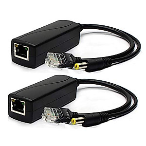 ANVISION 2-Pack Active 48V to 12V PoE Splitter Adapter, IEEE 802.3af Compliant 10/100Mbps, DC 12V Output, for IP Camera AP Voip Phone and More
