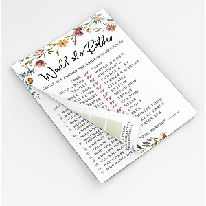 Printed Party Bridal Shower Game Set – 4 Fun Games and Activities for 30 Guests, Includes Bingo, Emoji Guessing, and Bride & Groom Trivia, Love In Bloom Wildflower Design