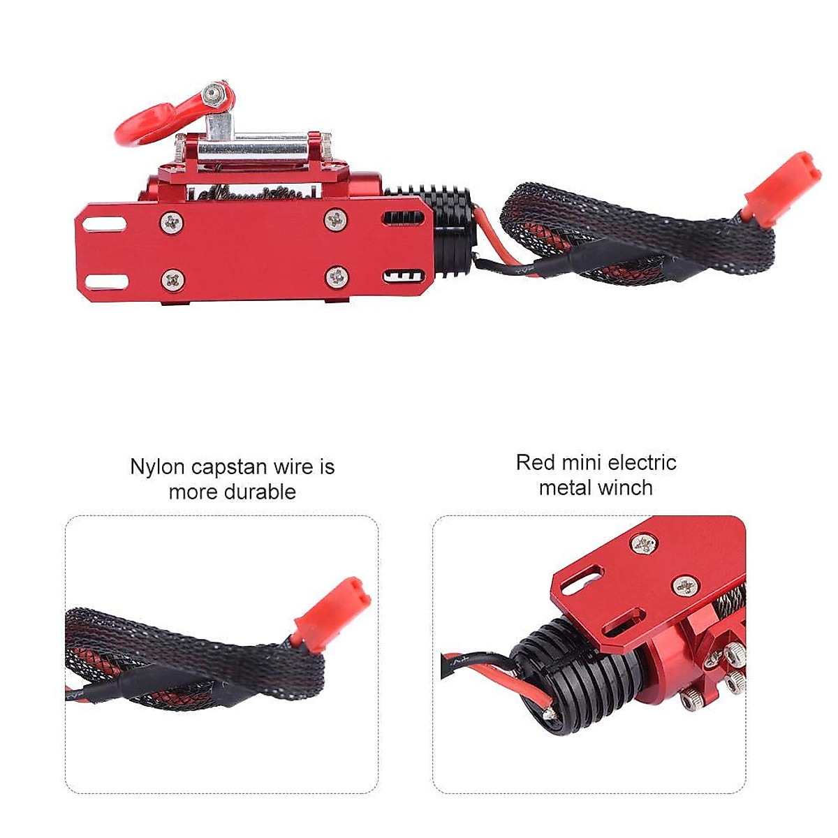 VGEBY RC Car Winch, 1:10 RC Scale Electric Metal Winch RC Model Vehicle Winch Compatible for SCX10 D90 D110 TF2 TRX4 KM2 Rc Winch Rcwinch