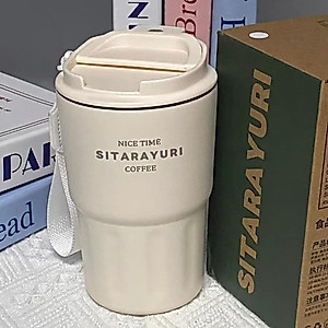 12 oz Stainless Steel Vacuum Insulated Tumbler, Travel Coffee Mug Spill Proof with Lid, Portable Thermal Mug for Keep Hot/Ice Coffee,Tea and Beer (White)