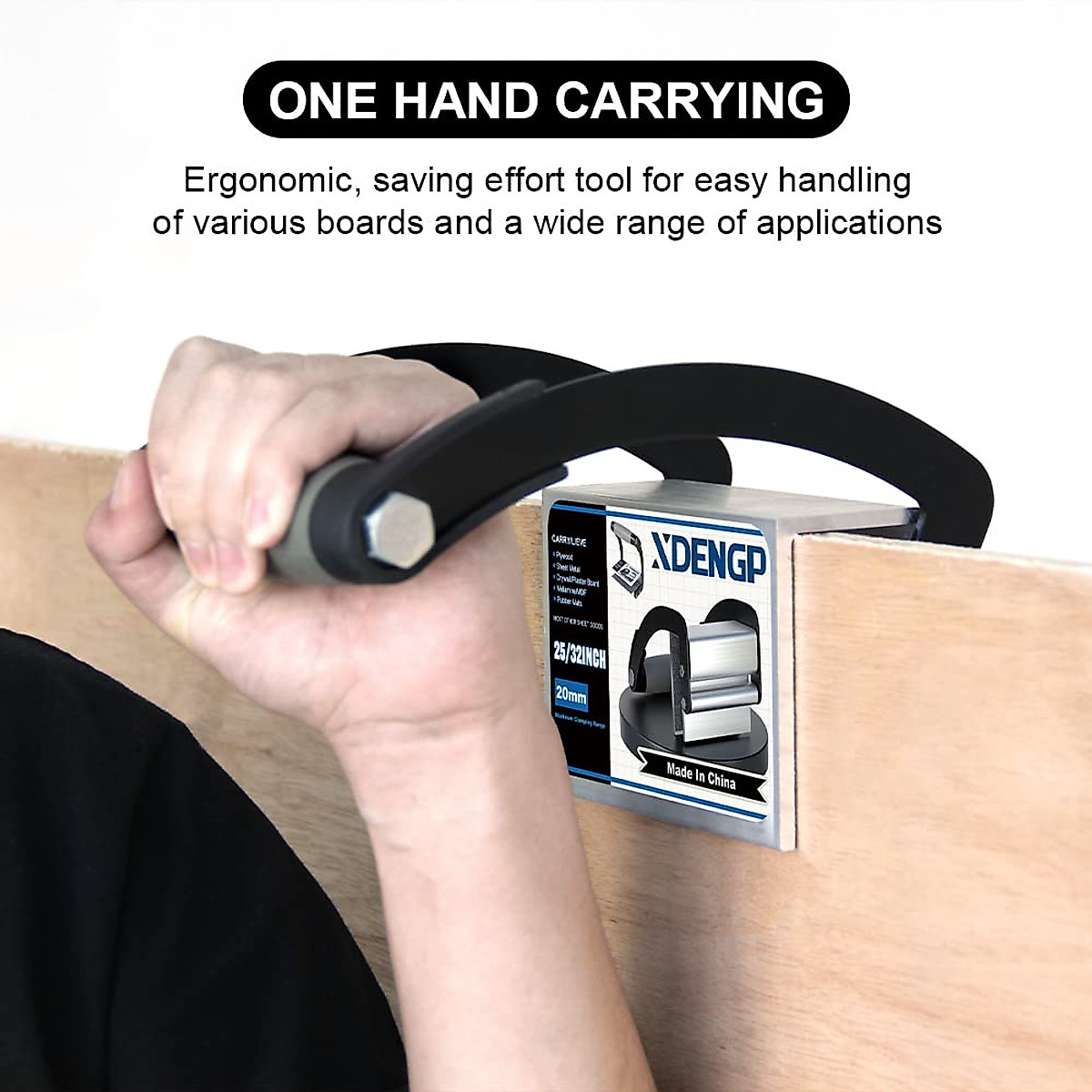 XDENGP Panel and Plywood Carrier, Plywood Lifting Tool and Drywall Carrying Tool, Aluminum Alloy Soft-Grip Handle Gripper Lift for Sheetrock, Adjustable Clamp Carrier Thickness up to 3/4 inch