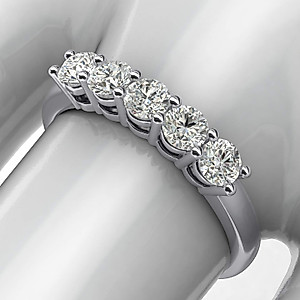 10k White Gold Eternal Five Stones Anniversary Ring Simulated Brilliant Diamonds Eternity ring 1.25ctw for Women (9)