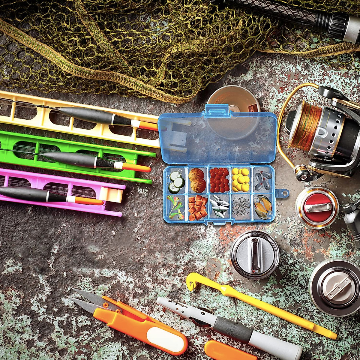 Nsmykhg Plastic Storage Box,12 Pack 10 Grids Small Plastic Storage Box Case Container Snackle Box Mini Tackle Box Container Jewelry Organizer for Beads, Tackle Box, Fishing Hooks, Bobs, Buttons