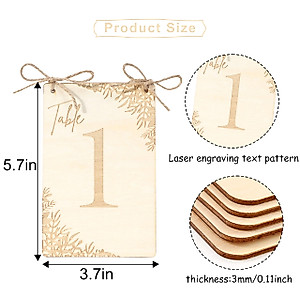 10 Pieces Rustic Wooden Table Numbers - 1-10 Wedding Table Decorations,Wooden Sign for Banquet Restaurant Party Decor,Wedding Reception Anniversary Baby Bridal Shower, Floral Theme Receptions