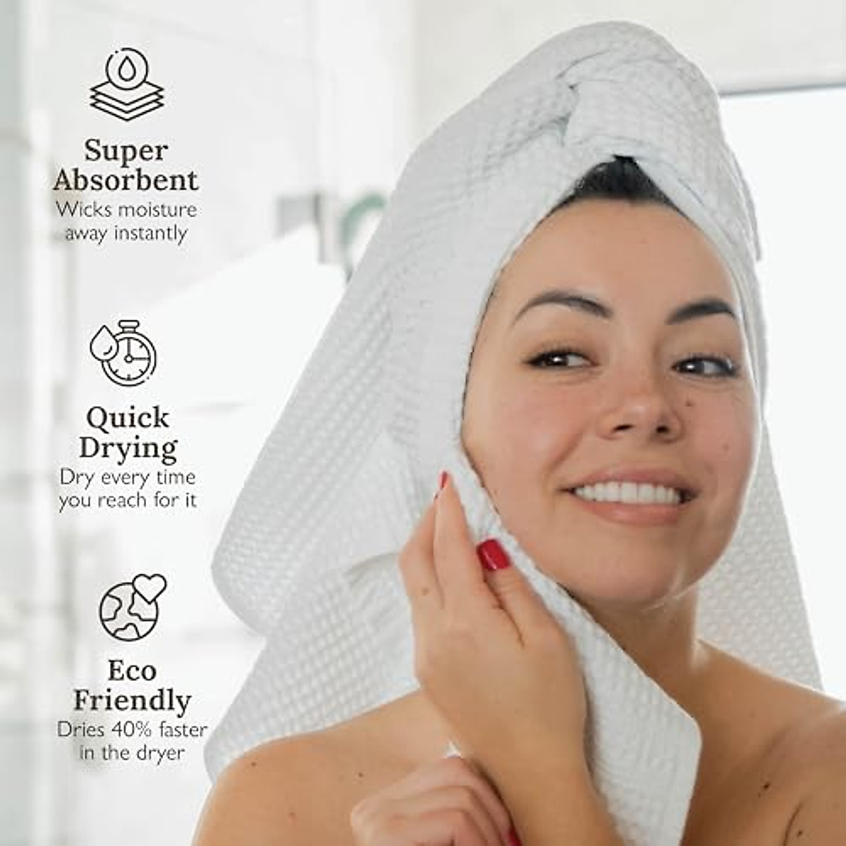 GILDEN TREE Waffle Towel Quick Dry Thin Exfoliating Washcloths for Face Body, Classic Style (White)