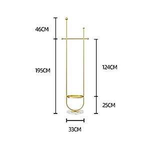 n/a Metal Hanger Marble Hanger Floor Bedroom Living Room Hanging Clothes Modern and Simple (Color : Black, Size : 195 * 33 * 4cm)
