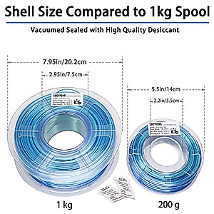 (2 Items) 4 Pack 200g Silk Shiny PLA Filament & 1kg Shiny Rainbow PLA Filament 1.75mm +/- 0.02mm, 3D Printing Filament, 3D Printer Filament
