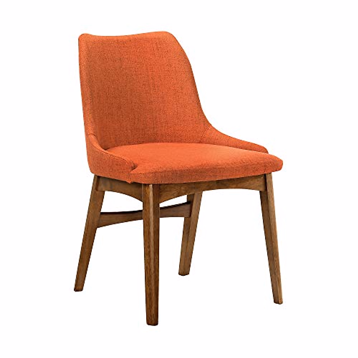 Armen Living Azalea Fabric Wood Dining Side Chairs-Set of 2, 19" SH, Orange/Walnut