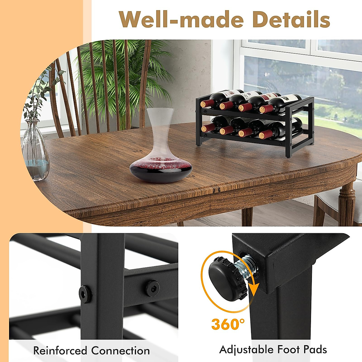 Giantex 2-Tier Metal Wine Rack Freestanding Counter Black, 8-Bottle Industrial Countertop Wine Rack, Freestanding Wine Holder for Tabletop, Cabinet, Small Wine Bottle Holders Stands for Counter