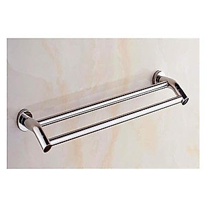 Towel Racks Simple Shelf, Double Rail Wall Mounted Towel Shelf Stainless Steel Bath Towel Holder Hand Towel Hanging Rail for Kitchen Or Bathroom-50Cm/70cm (Color : 40cm)