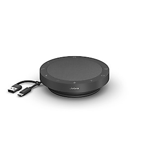 Jabra Speak2 55 Wireless Bluetooth Speakerphone - Compact and Portable Speaker with 4 Noise-Cancelling Mics, Full-Range 50mm Speaker & Wideband Audio - Certified for Zoom and Google Meet - Dark Grey
