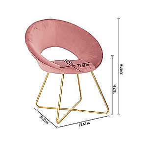 CangLong Modern Velvet Accent Upholstered Make-up Stool Home Office Guest Reception Dining Leisure Lounge Chairs with Golden Legs Set of 2, Pink 1