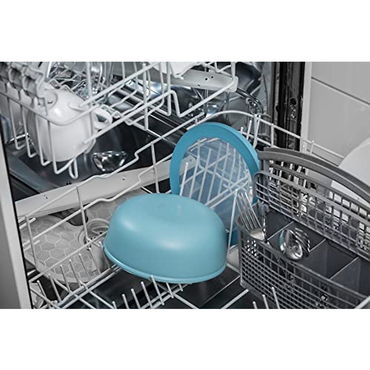 Rosti Mepal RST62120BLU Cirqula Multi Food Storage and Serving Bowl with Lid, Low 1.3 Quart, Nordic Blue