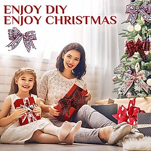 Lyrow 12 Rolls Christmas Ribbon Wired 2.5 Inch 72 Yards Santa Snowman Snowflake Christmas Buffalo Plaid Ribbon for Wreaths Bows Decor DIY Crafts Gift Wrapping