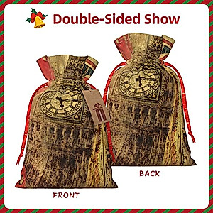 Drawstrings Christmas Gift Bags Collage-Icons-Of-London Presents Wrapping Bags Xmas Gift Wrapping Sacks Pouches Medium