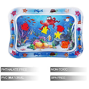 PandaEar Water Play Mat for Babies Floor, Water Tummy Time Mat, Water Pad Baby Sensory Mat, Inflatable Baby Tummy Time Water Mat for Girl Boy, Kids Infants Newborn Tummy Time Toys 0 3 6 12 Months