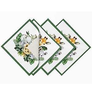 Yuzioey 50 Pcs Safari Baby Shower Napkins, Jungle Animals Baby Shower Disposable Paper Napkins, Safari Theme Baby Shower Supplies Party Napkins, Safari Baby Shower Decorations 6.5" x 6.5"