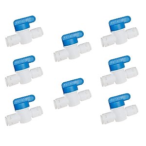ESHIONG 1/4" Push to Connect Shut Off Ball Valve for RO(Reverse Osmosis) Water Filter,NSF Certified Plastic Quick Connect RO Fittings(8 pcs)