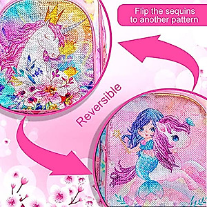4PCS Rolling Backpack for Girls,Kids Unicorn Bookbag with Roller Wheels, Suitcase School Bag Set for Toddler Elementary